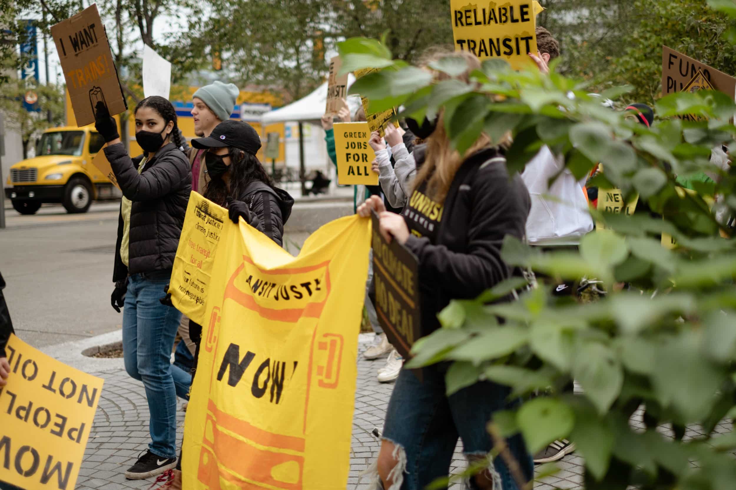 Public transit supporters rally through downtown – The Land